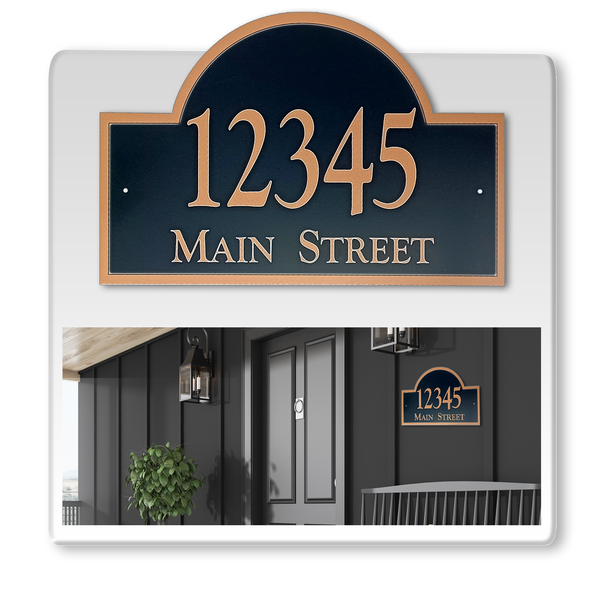 Curb-N-Sign Arch Address Plaque, Super Reflective House Number Sign, P