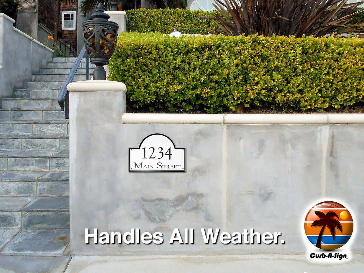 Curb-N-Sign Arch Address Plaque, Super Reflective House Number Sign, P