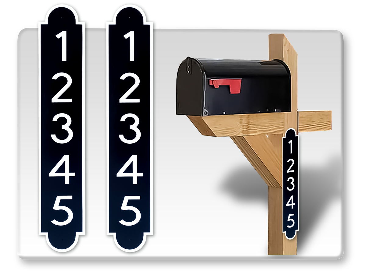 Curb-N-Sign 2 Fancy Super Reflective Mailbox Address Numbers Plaques,